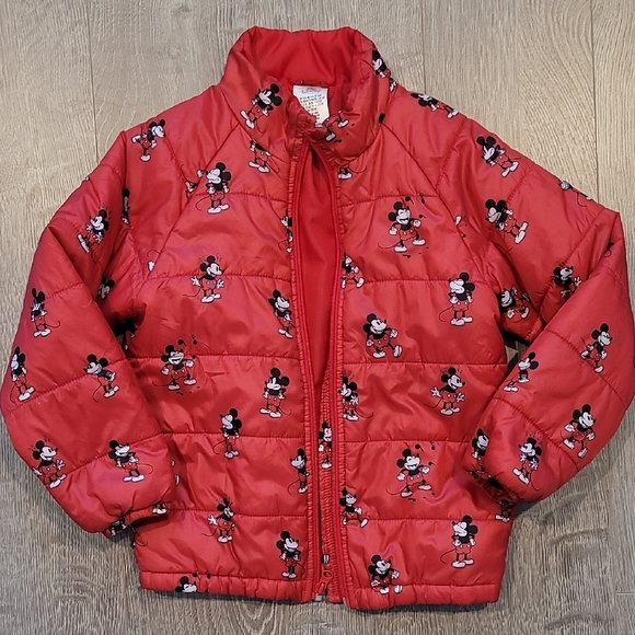 Disney | Jackets & Coats | Disney Kids Red Mickey Mouse Puffer Jacket ...